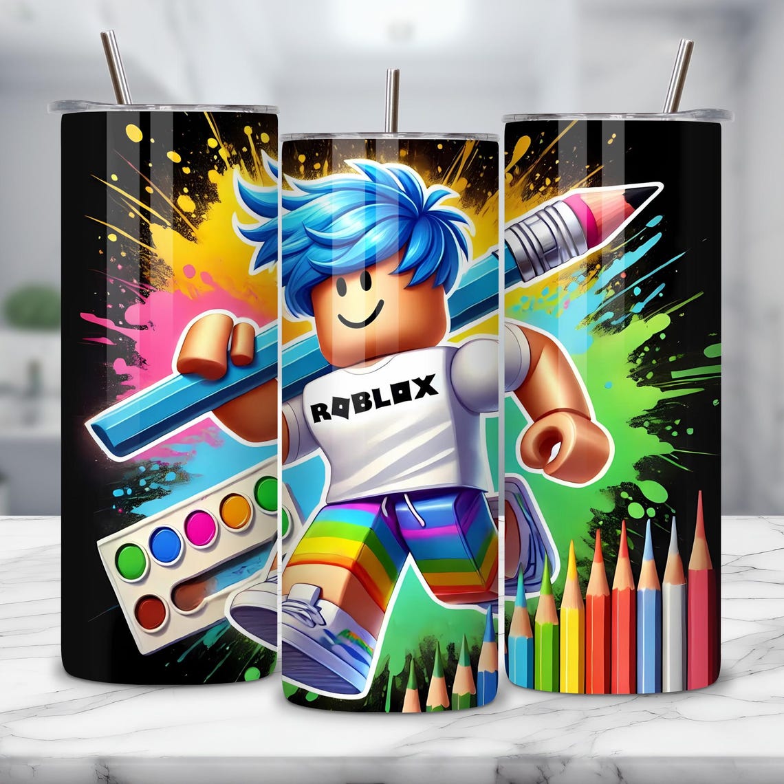 Roblox Game Character Tumbler Wrap PNG | 20oz Skinny Tumbler ...