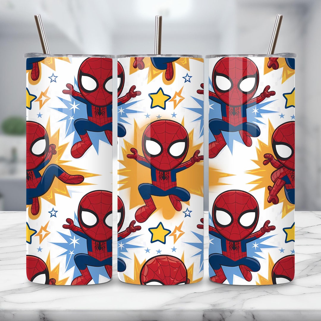90's Superhero Tumbler Wrap PNG Spiderman Tumbler Wrap 20oz Cartoon ...