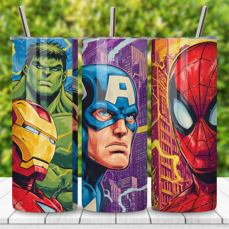 Marvel Tumbler Wrap | Marvel Superhero Tumbler Wrap PNG | 20oz Cartoon ...
