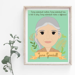 Sheroes Collection: Jane Goodall 8x10 Art Print, Famous Women in ...