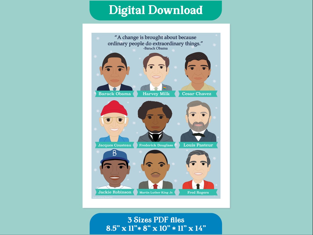 Heroes of History Digital Download Art Print Poster for Classroom ...