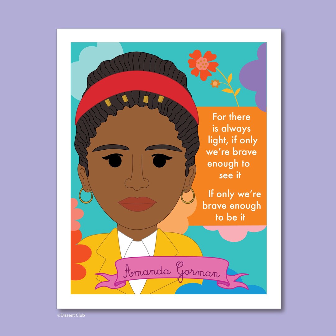 Sheroes Collection: Amanda Gorman 8x10 Art Print Famous Women in Black ...