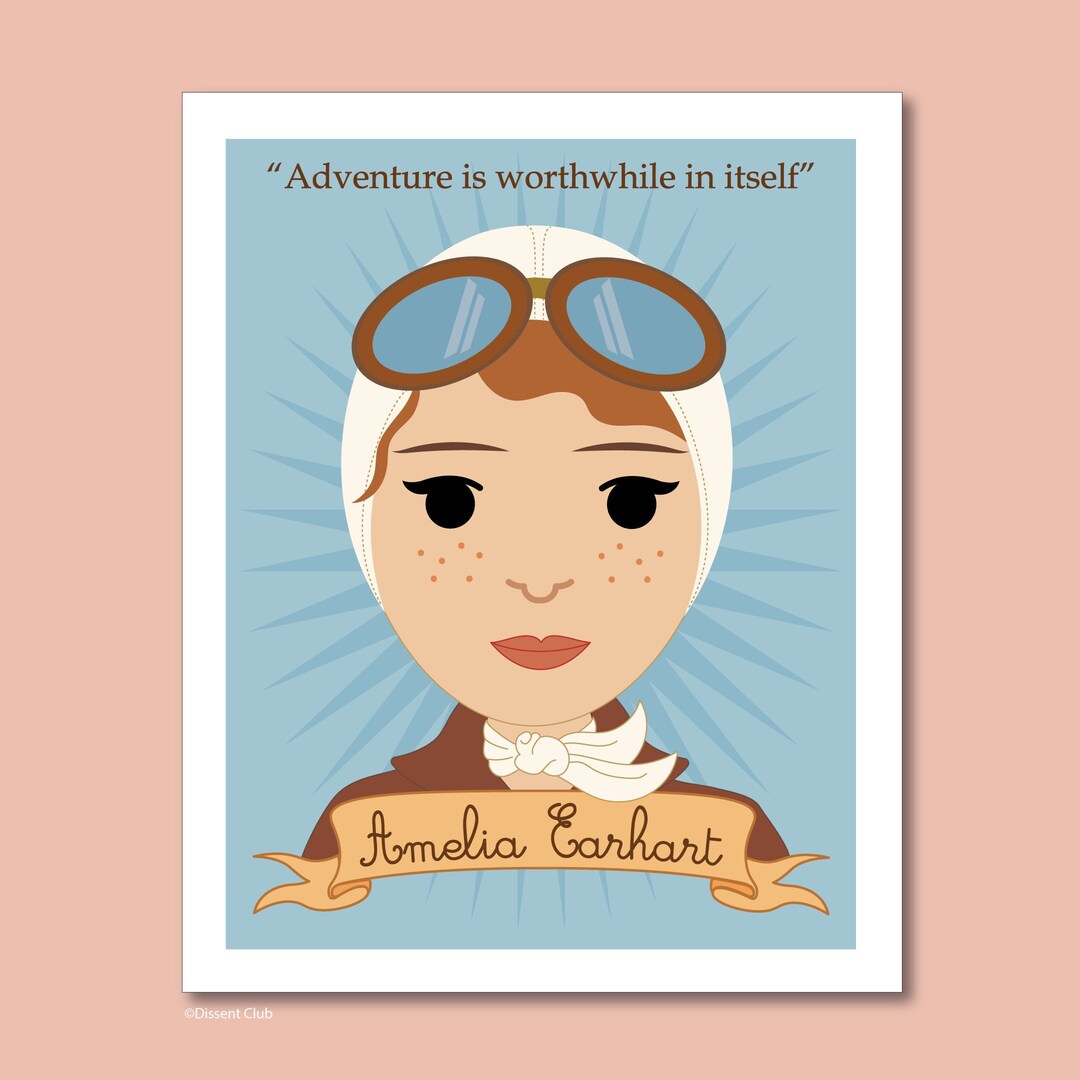 Amelia Earhart 8x10 Art Print Famous Women in History Poster, Inspiring ...