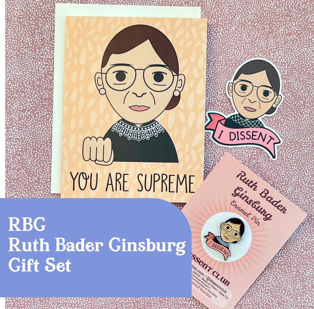 RBG Ruth Bader Ginsburg Card, Stickers & Enamel Pin Gift Set - Etsy