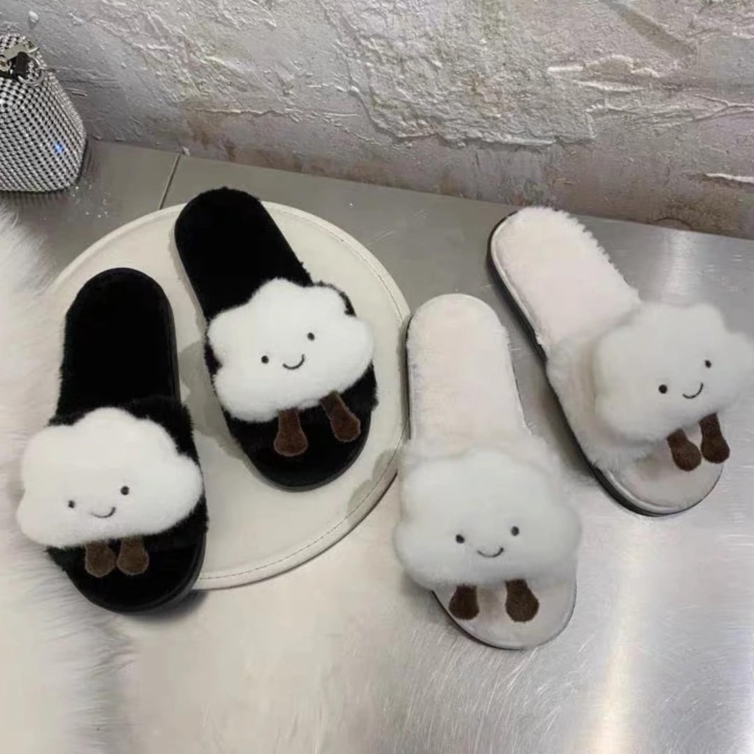 Cute Cloud Indoor Slippers, Fluffy Slippers, Bridal Slippers, Fluffy ...