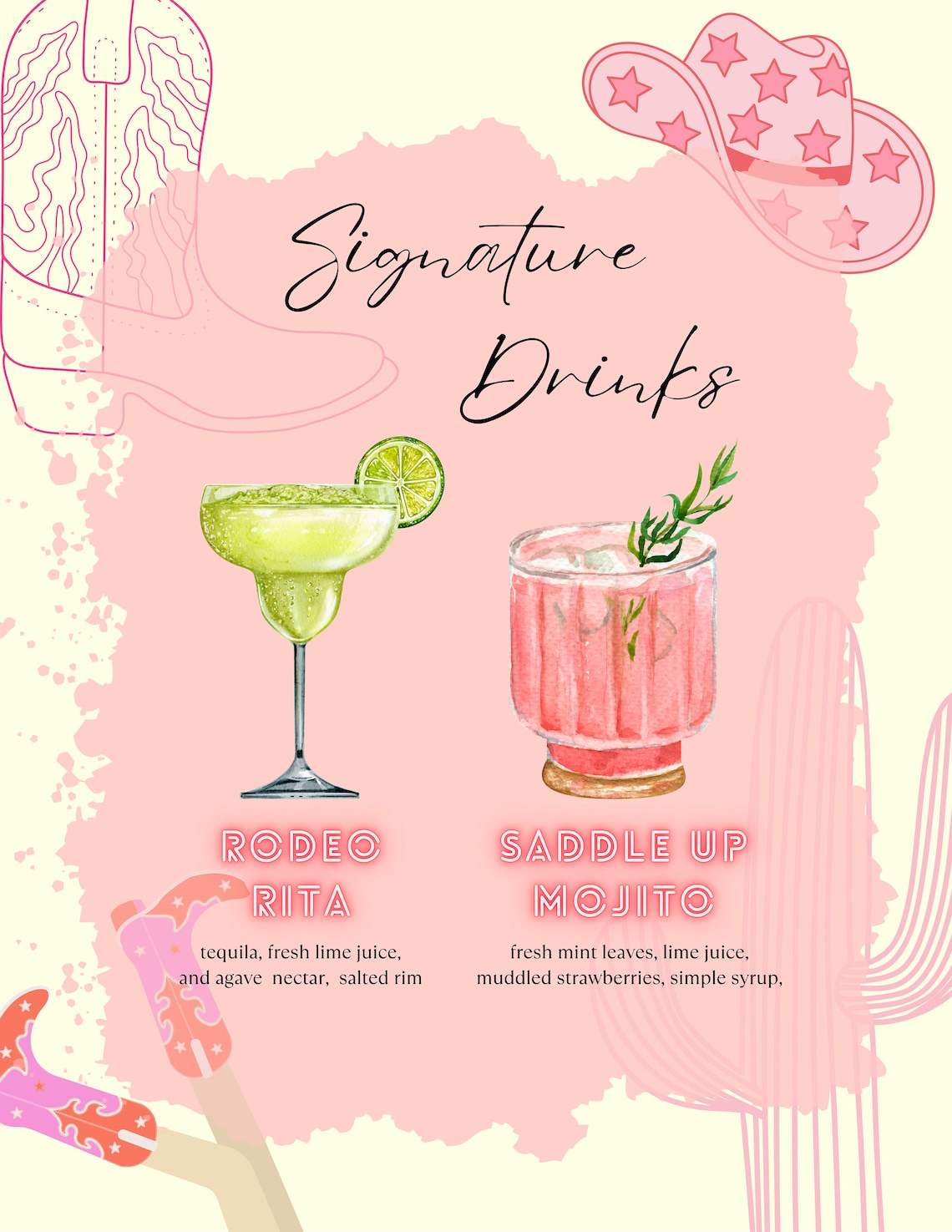 Bachelorette Drink Menu Template, Bachelorette Itinerary, Bachelorette ...