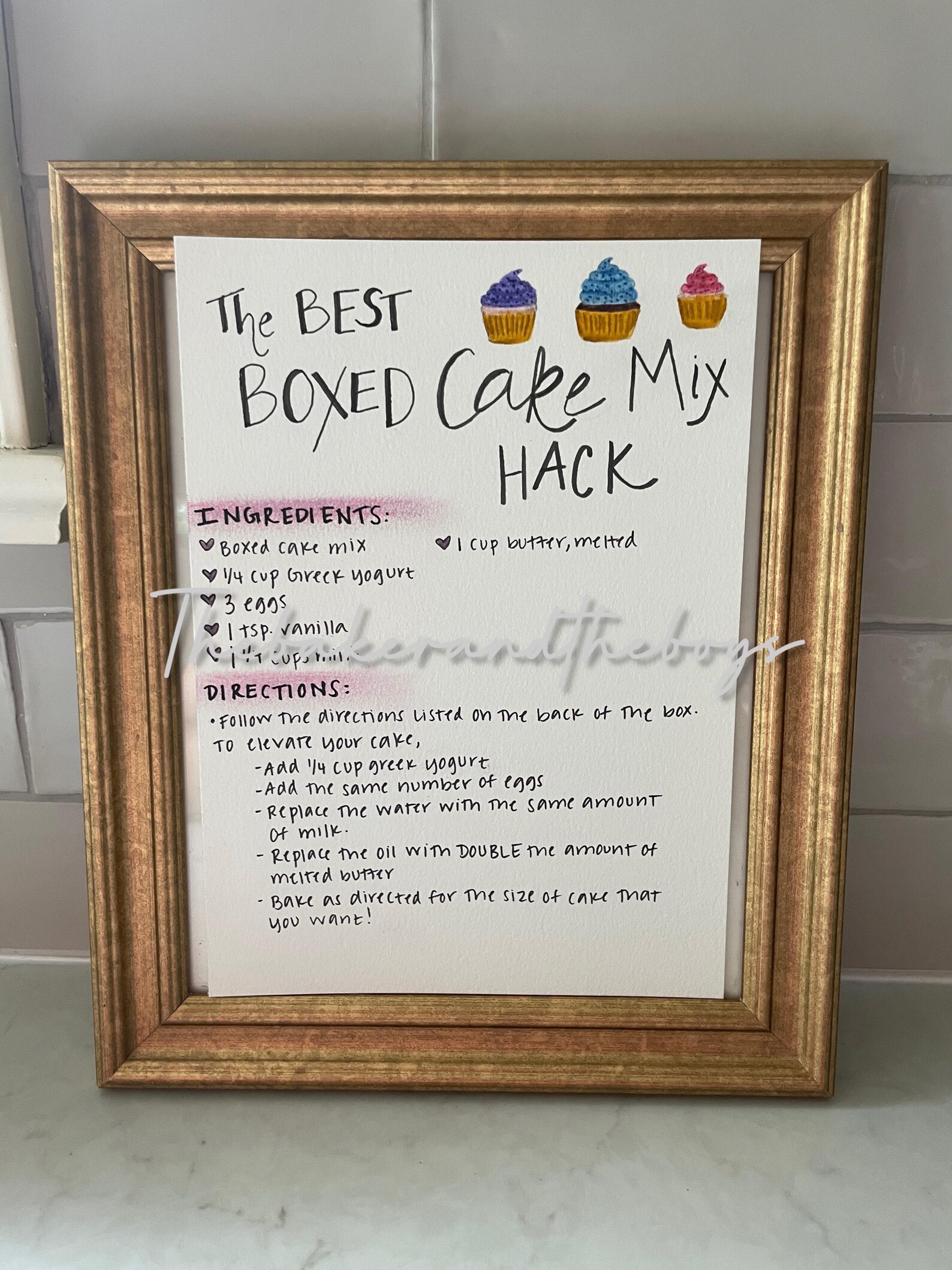Cake Mix Hand Illustrated Recipe Card (PDF Download), Hand Drawn Recipe ...