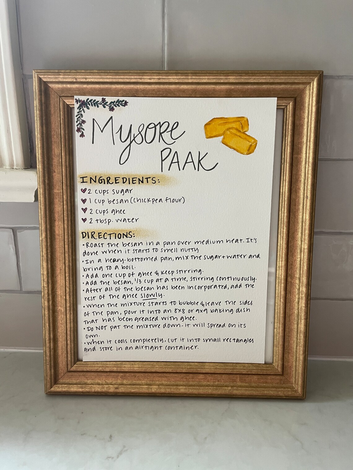 Mysore Paak Hand Illustrated Recipe Card PDF Download, Hand Drawn ...