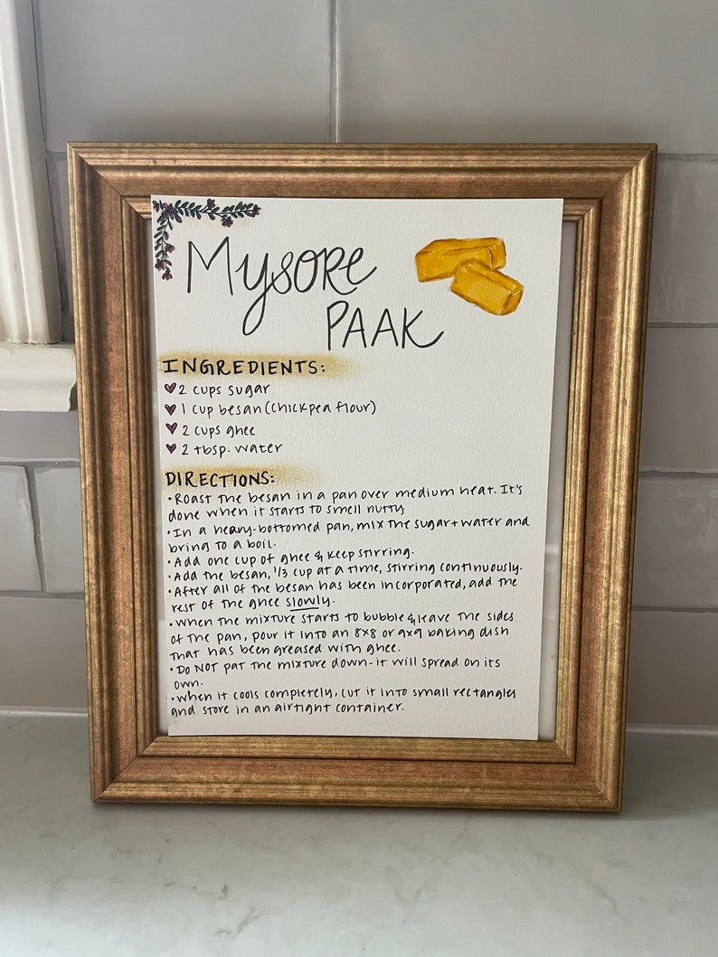 Mysore Paak Hand Illustrated Recipe Card PDF Download, Hand Drawn ...