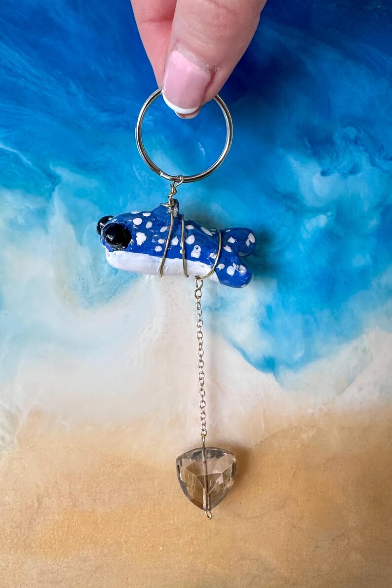 Handcrafted Blue Whale Shark Clay Keychain With Crystal Charm - Etsy