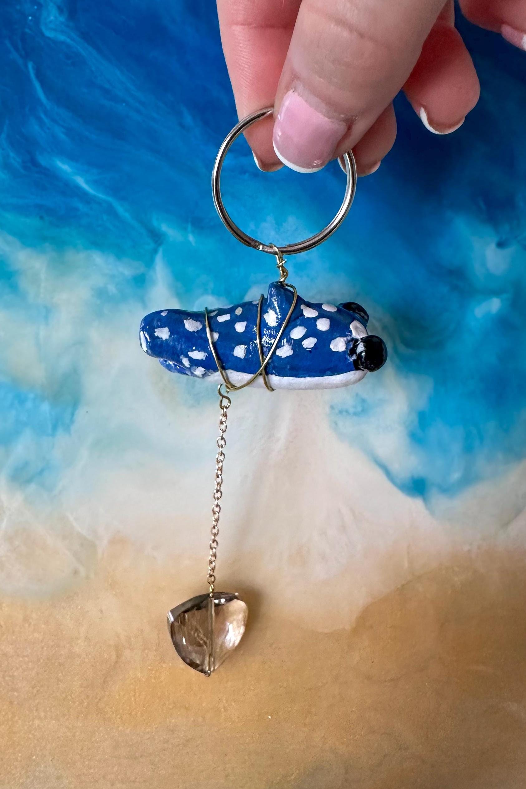 Handcrafted Blue Whale Shark Clay Keychain With Crystal Charm - Etsy