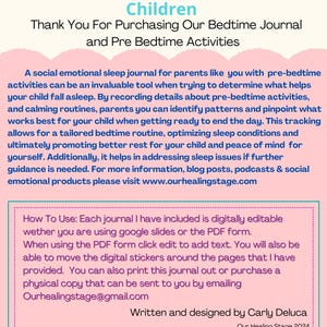Parent and Child Pre Bedtime Jot and Journal With Pre Bedtime ...