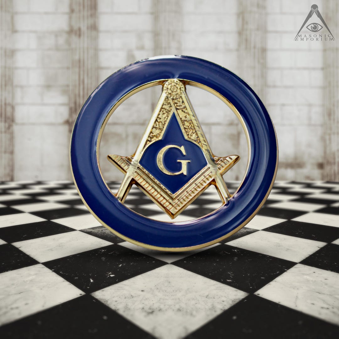 Blue and Gold Square and Compass Masonic Auto Emblem - Etsy