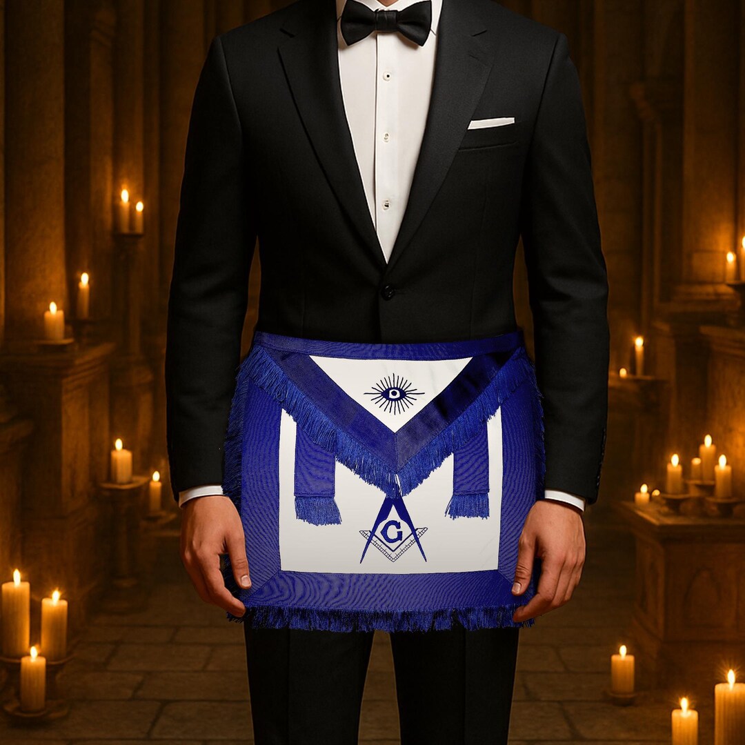 Fringed Master Mason Masonic Apron - [blue & White] - Etsy