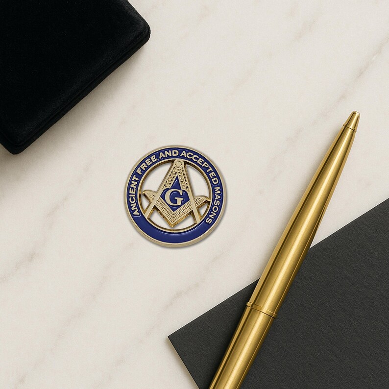 Ancient Free and Accepted Masons Round Masonic Lapel Pin - Blue and ...