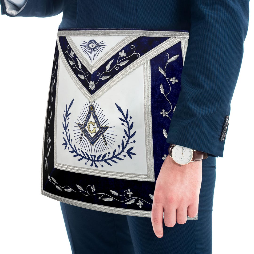 Master Mason Masonic Apron With Embroidered Silver Border - Etsy