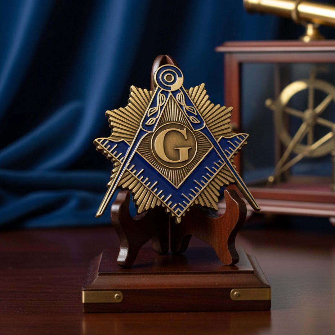 Masonic Auto Emblem – Blue & Gold Square and Compasses Car Badge - Etsy