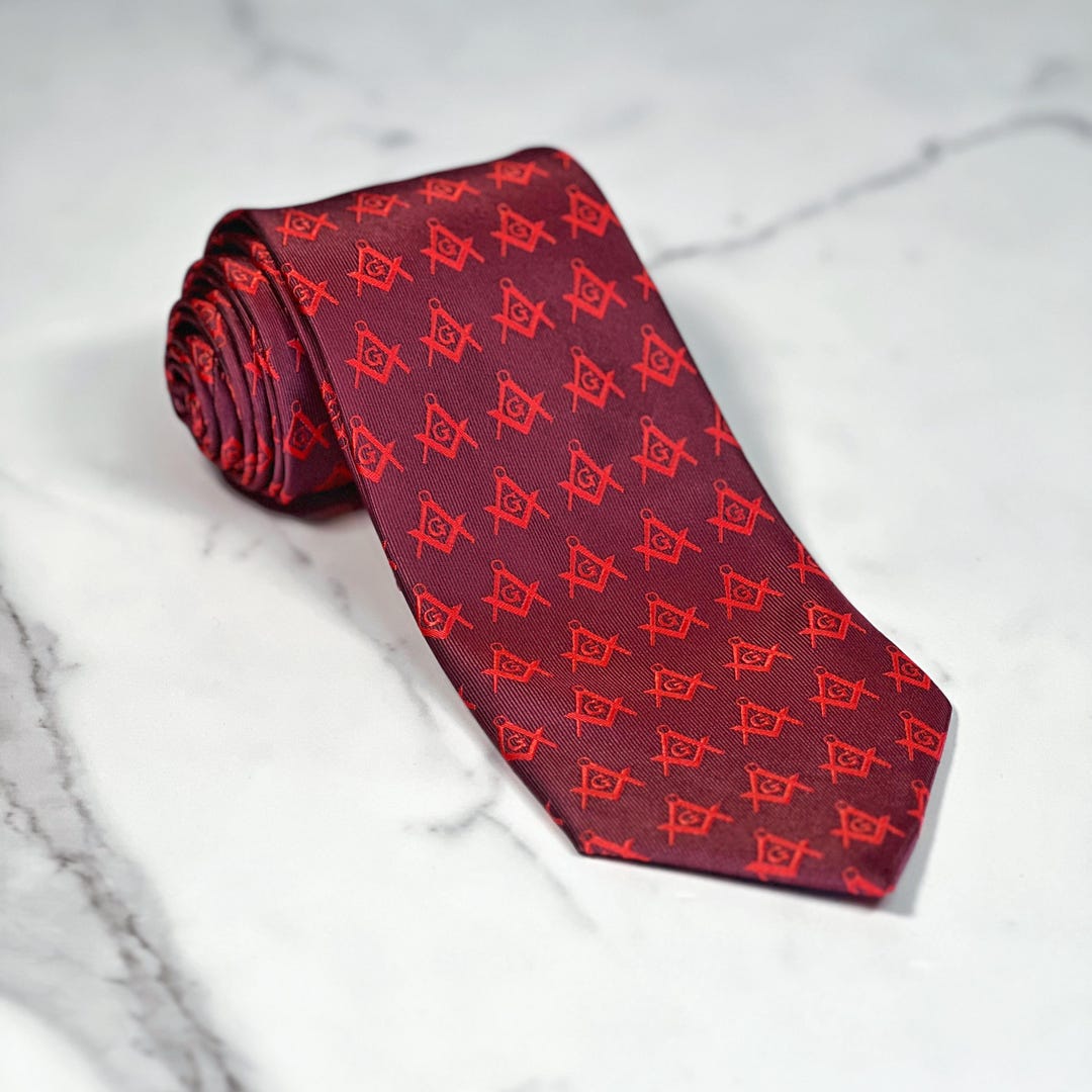 Red Square and Compass Pattern Masonic Tie & Lapel Pin Gift Pack - Etsy