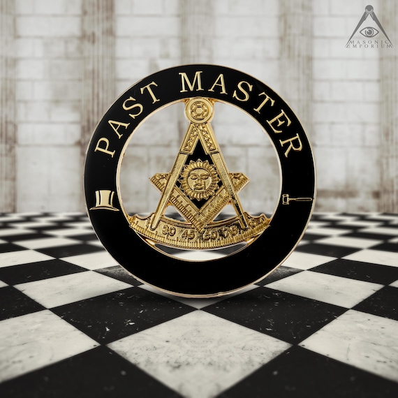 Mason Car Emblem Past Master With Square & Protractor Round Masonic ...