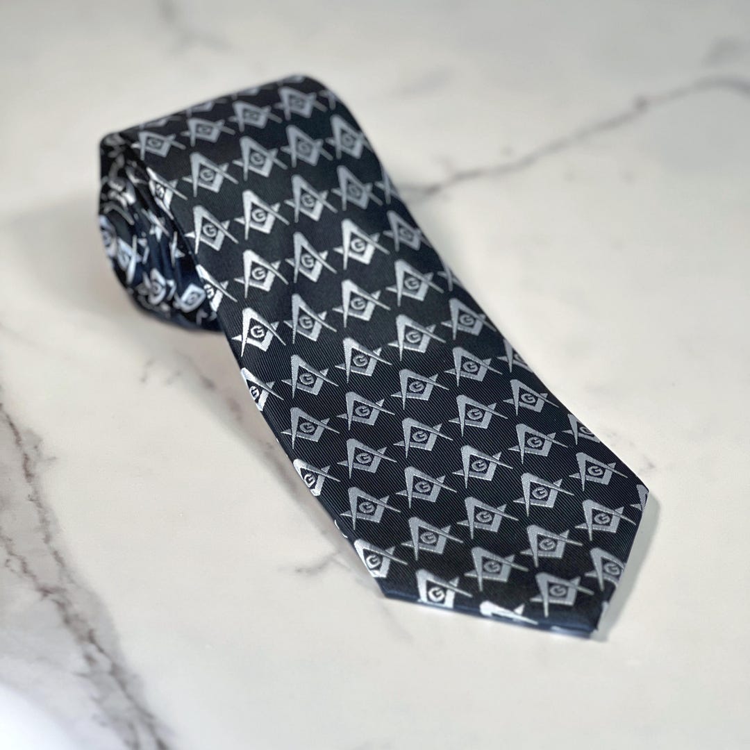 Black Square and Compass Pattern Masonic Tie & Lapel Pin Gift Pack - Etsy