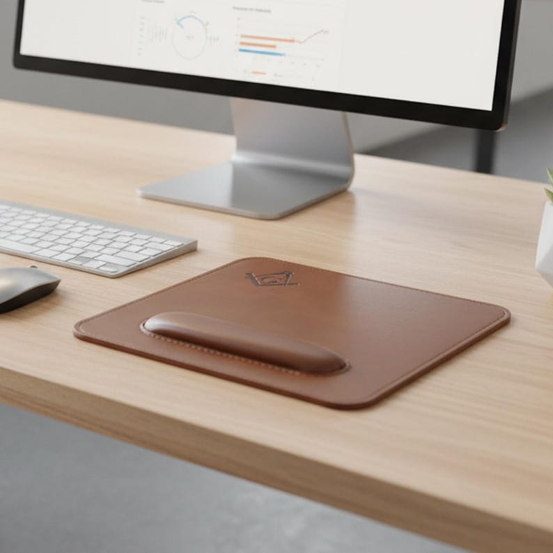 Leather Mouse Pad With Wrist Rest – Masonic Square & Compasses Desk Mat ...
