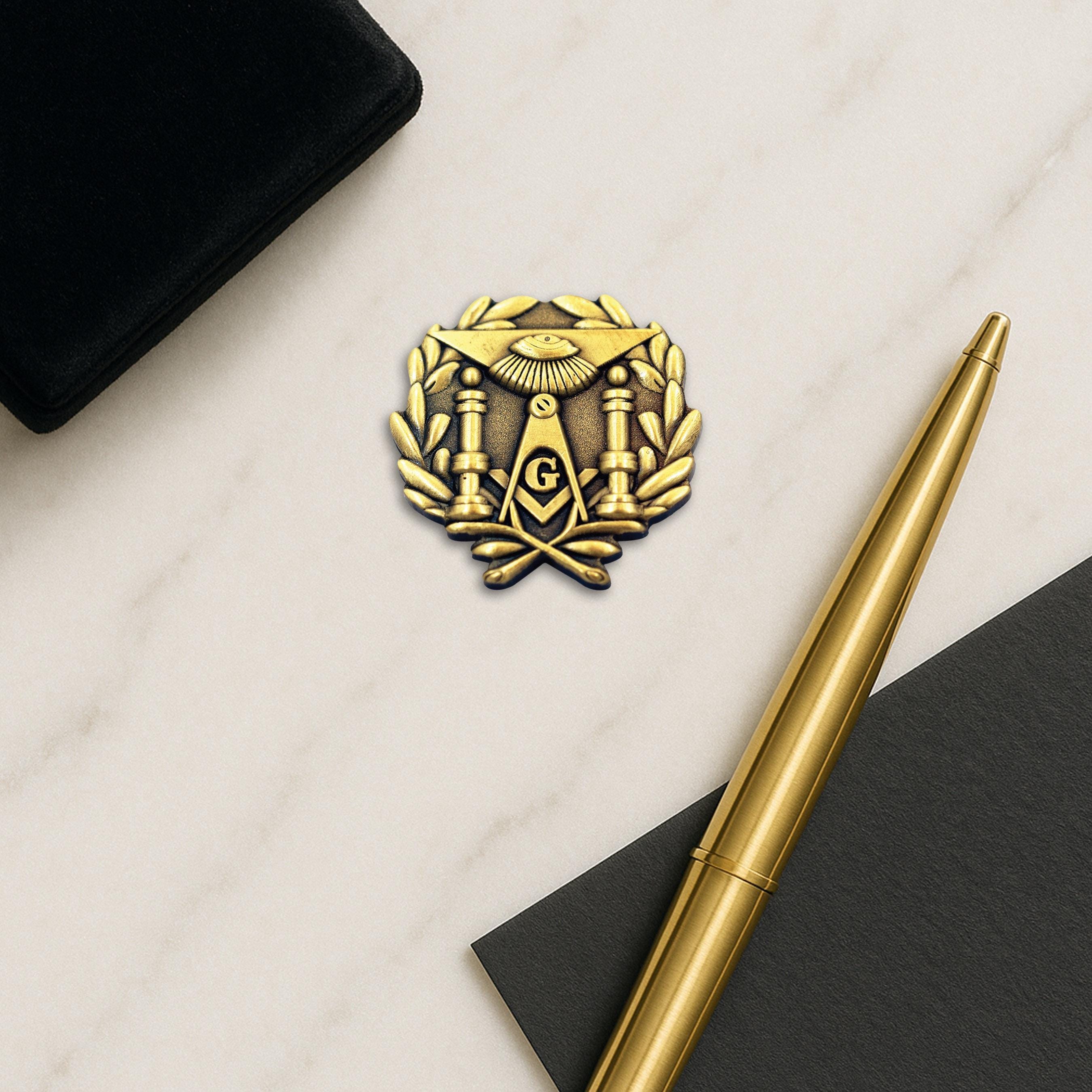 Wreathed Double Column Square & Compass Masonic Lapel Pin – Antique ...