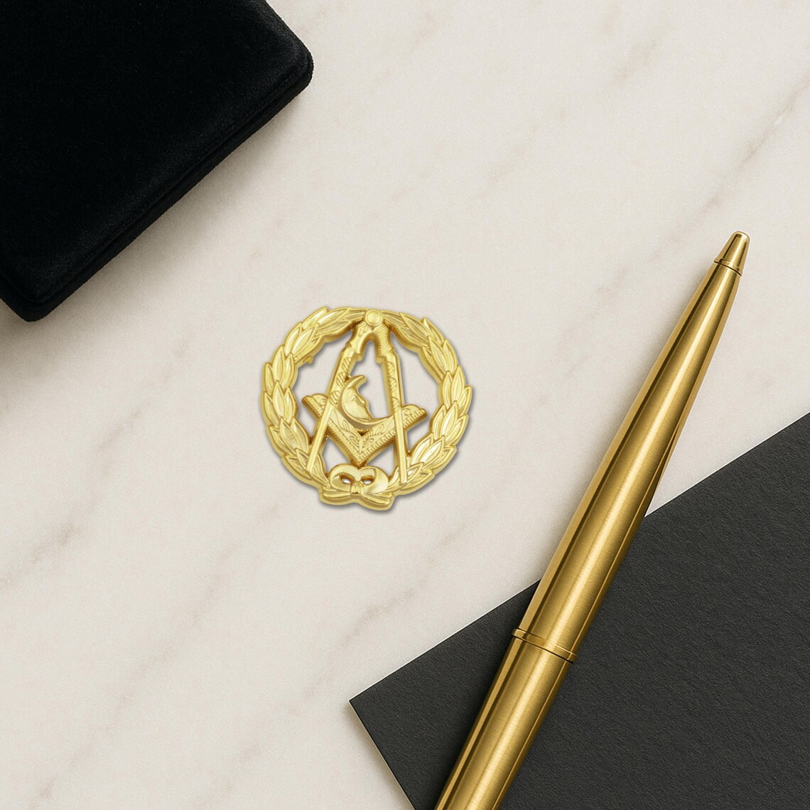 Wreathed Junior Deacon Moon Masonic Lapel Pin - Gold - 1.25 Inch ...