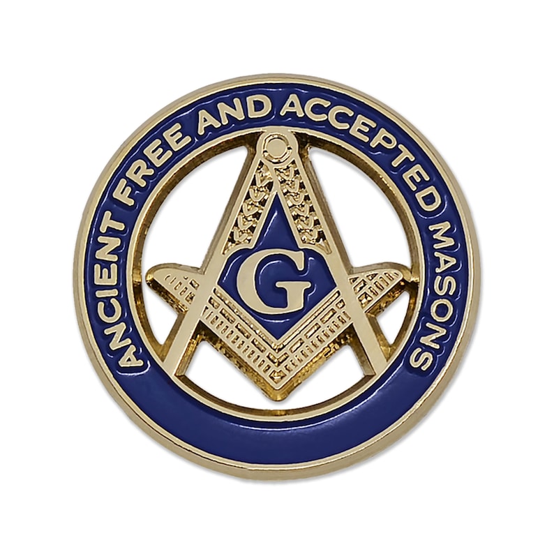 Ancient Free and Accepted Masons Round Masonic Lapel Pin - Blue and ...