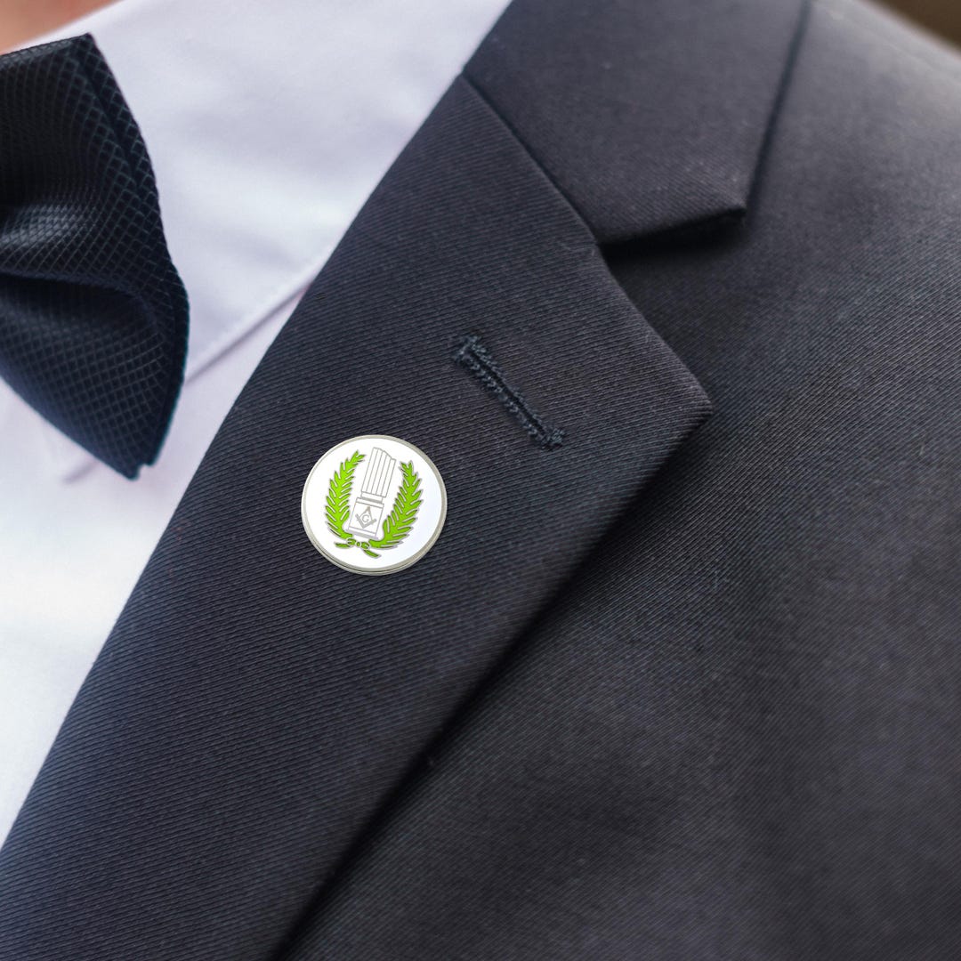 Wreathed Broken Column Masonic Lapel Pin - White and Green - 1.25 Inch ...