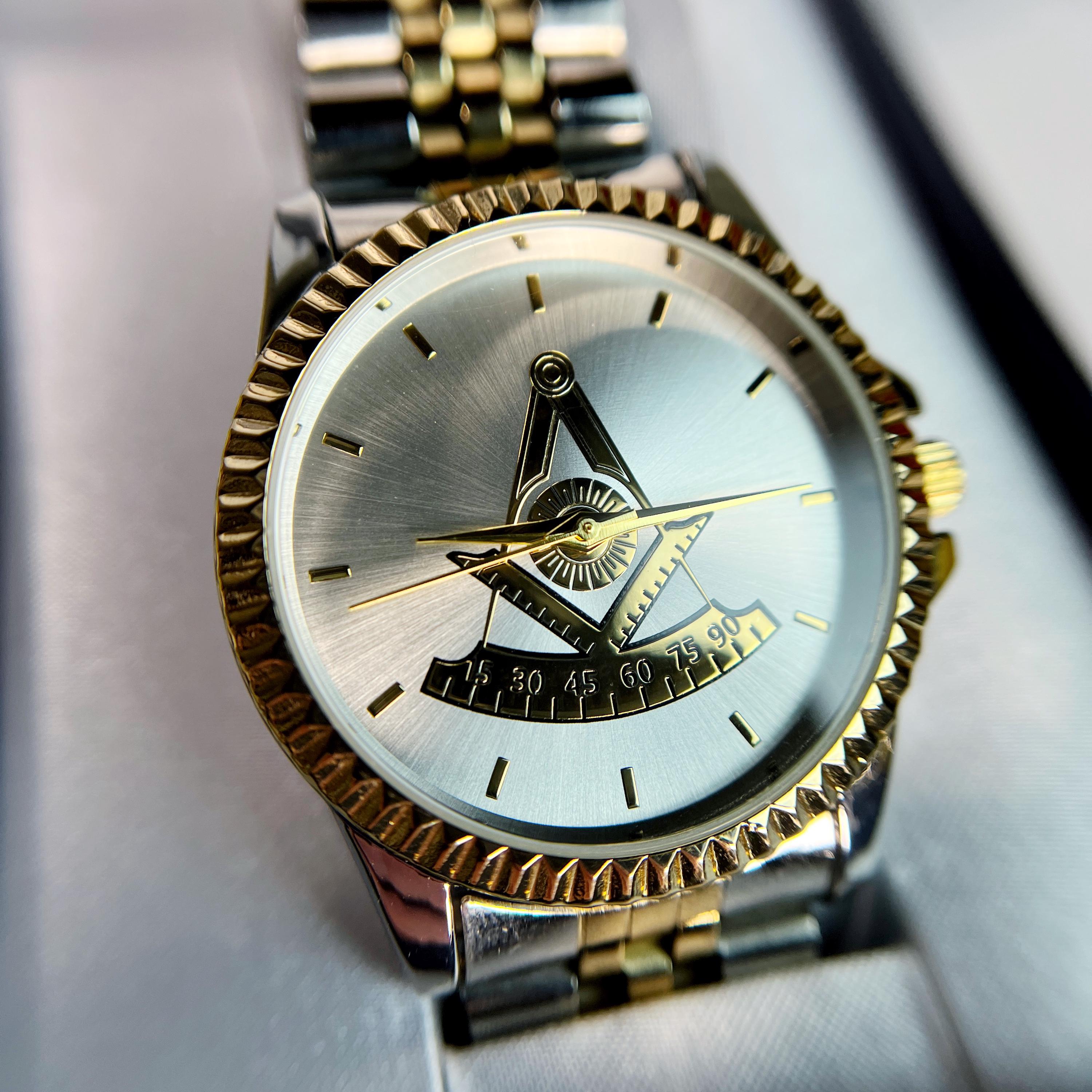 Gold and Silver Past Master Fold Over Masonic Wrist Watch - Etsy