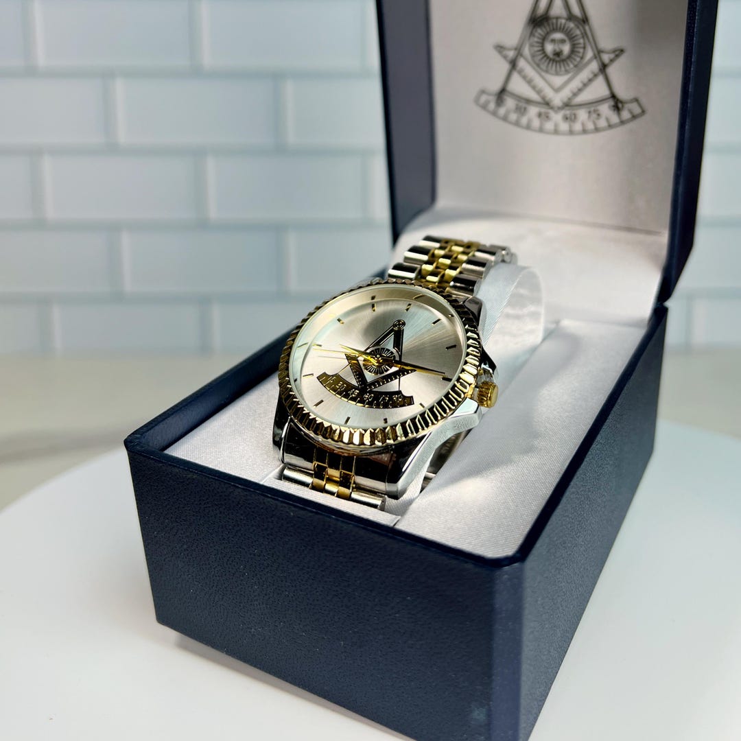 Gold and Silver Past Master Fold Over Masonic Wrist Watch - Etsy