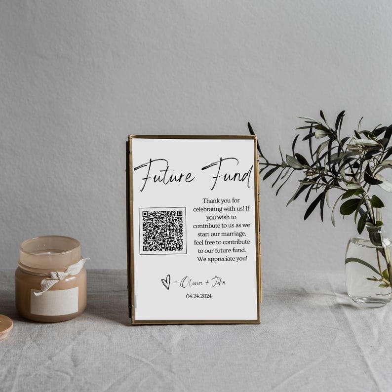 Future Fund, Honeymoon Fund Sign, QR Code Sign, Wedding Reception Sign ...