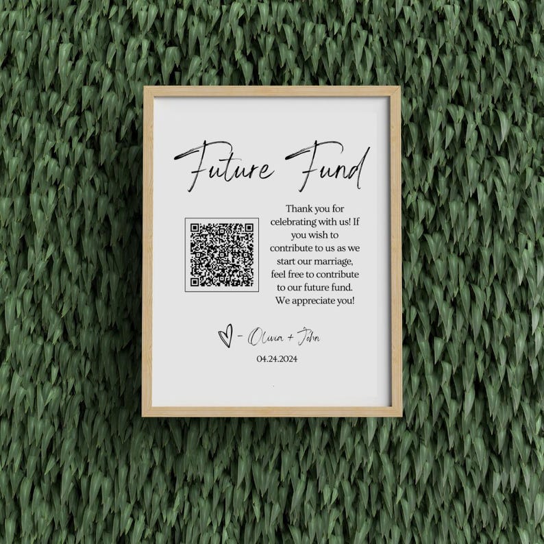 Future Fund, Honeymoon Fund Sign, QR Code Sign, Wedding Reception Sign ...