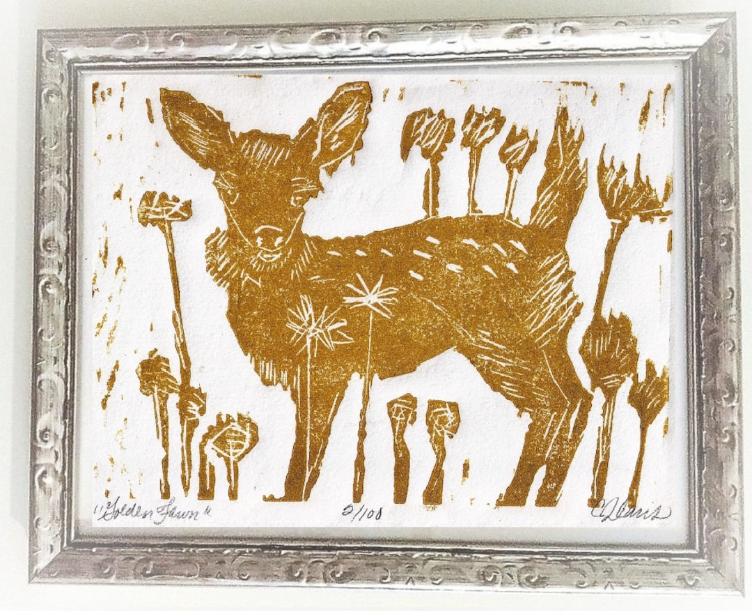 Woodland Rustic Golden Fawn and Year of the Rabbit Fine Art Print and ...