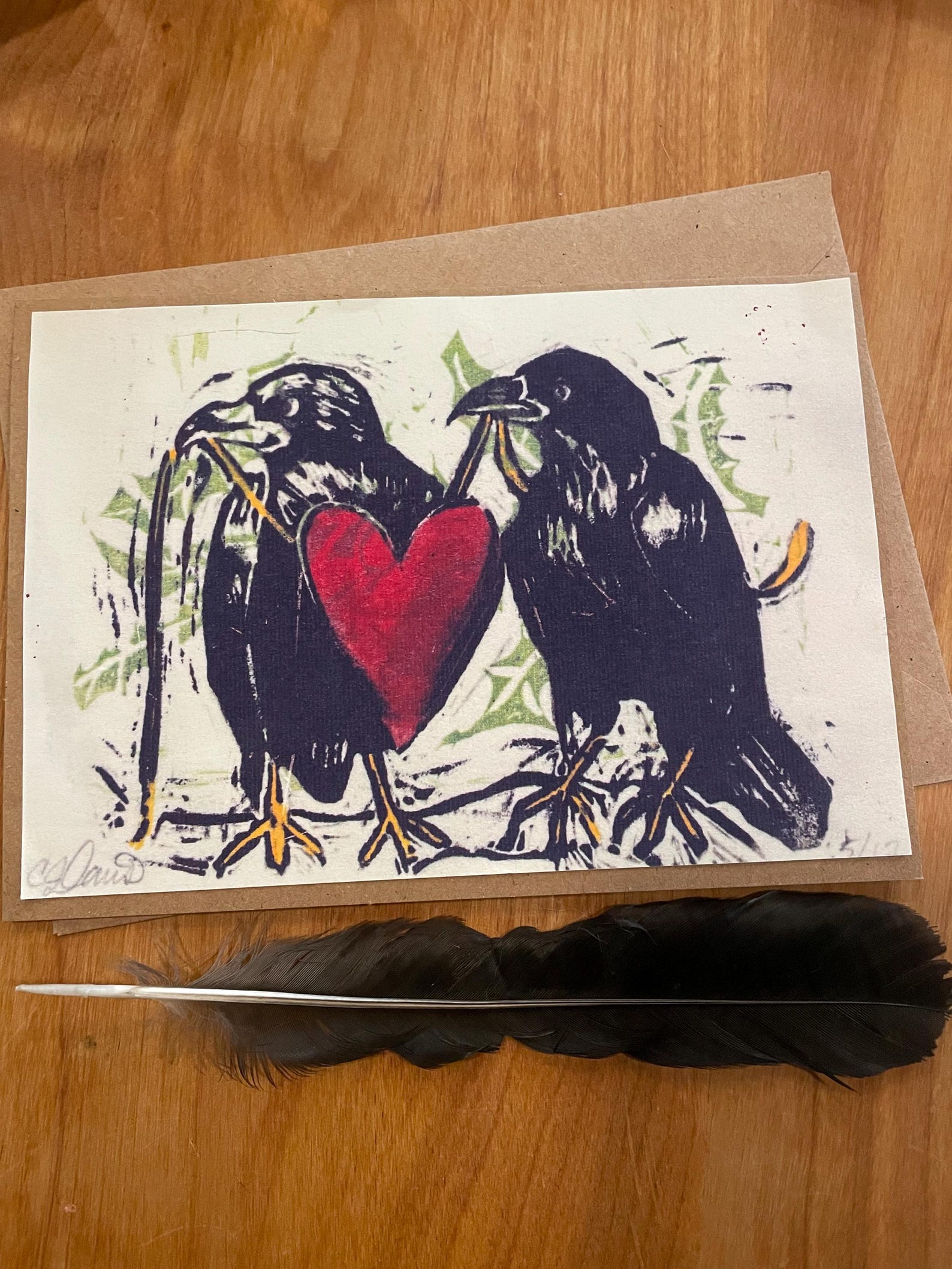 Peace Card, Holiday Crows,cottage Core Colorful Crow Card, Country ...