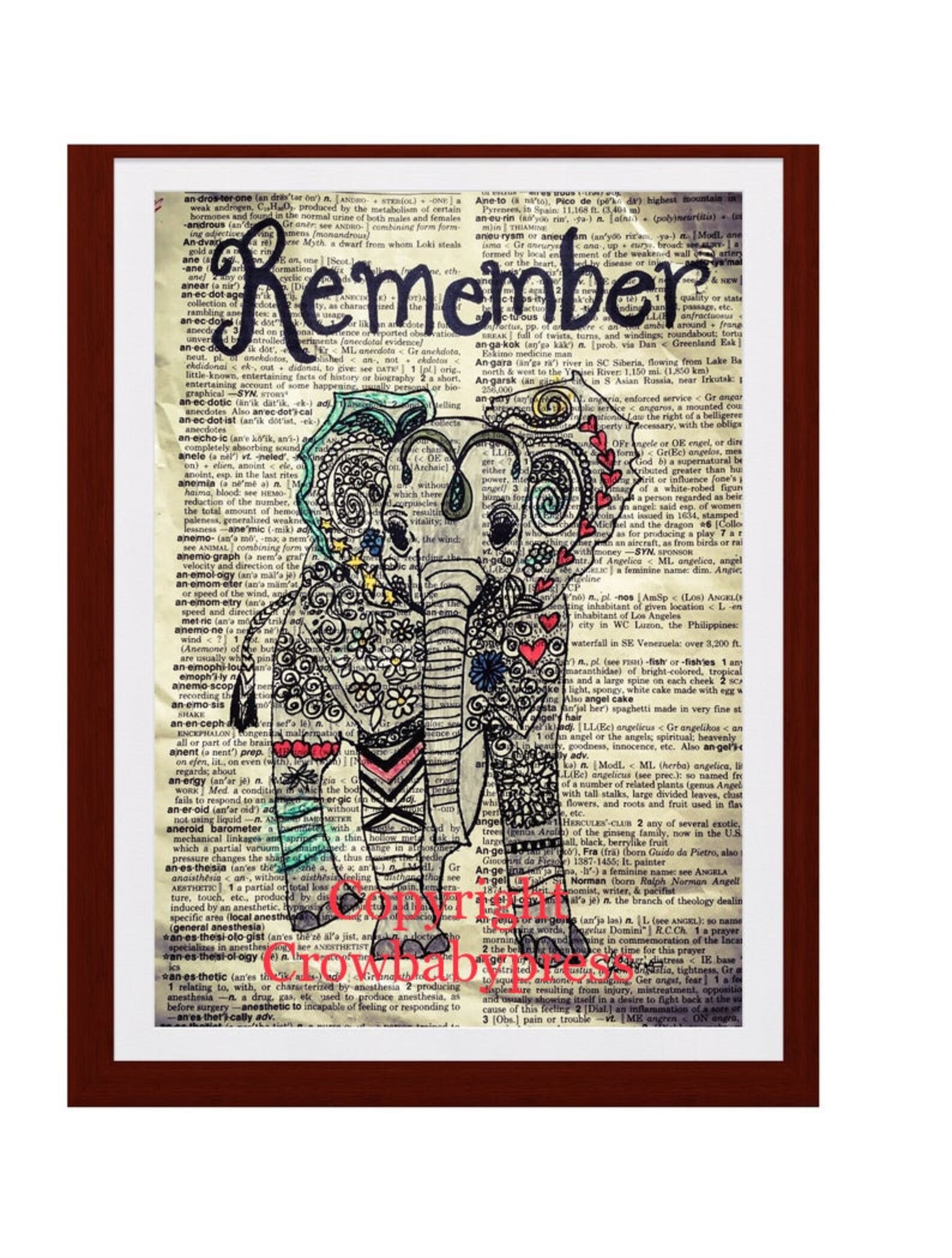 Elephant Art Remember Word Art Inspirational Global - Etsy