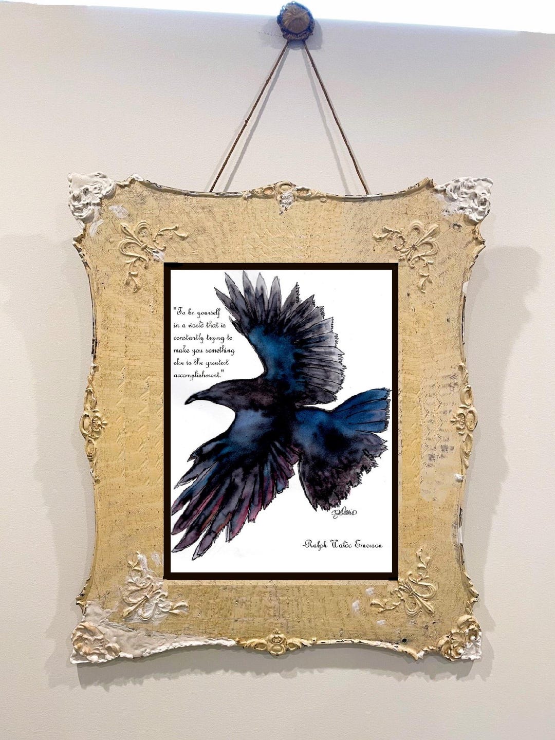 Inspiring Crow Wall Decor Art Print With Nature Quote by Ralph Waldo ...