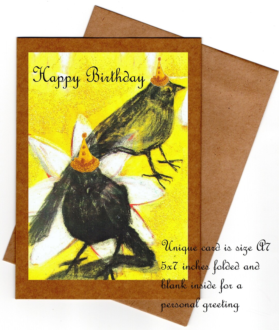 Crow Happy Birthday Card L Black Birds With Victorian Birthday Hats L ...