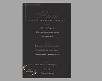 Menu Template - Etsy