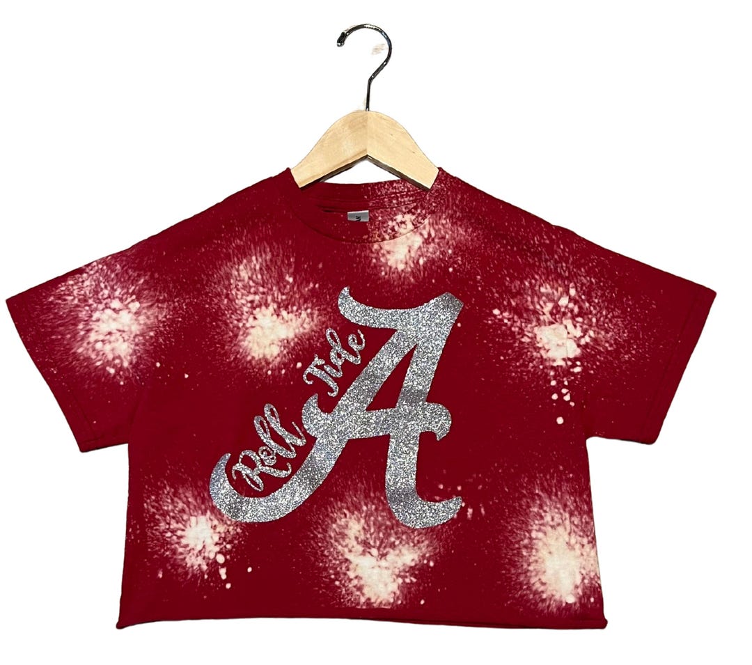 Alabama Crimson Tide Crop Top, Reworked Alabama Crimson Tide T-shirt ...