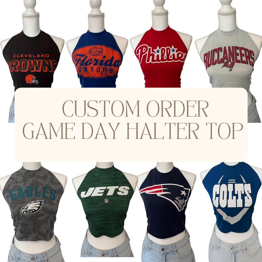 CUSTOM MADE! Game Day Halter Top, Custom Upcycled Halter Top - Etsy
