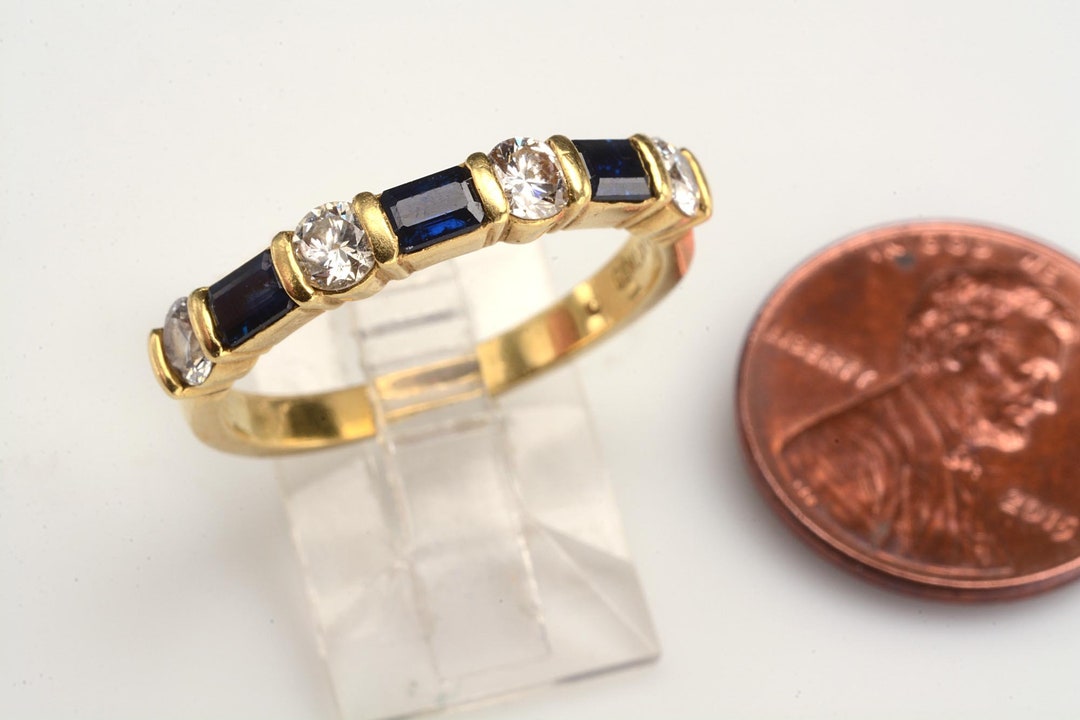 Classic MCM 18k RING: Diamond, Sapphire & Band, Fine Vintage Condition ...