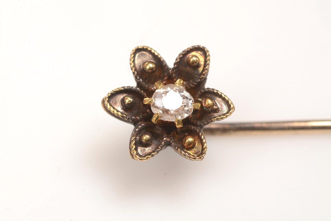 Antique Gold and True Diamond Stick Pin - Etsy