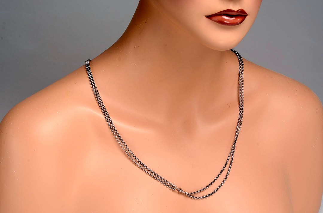 Vintage Silver Fob Chain: 28 Inches Long, Easily Worn Doubled - Etsy