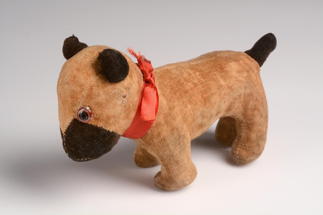 Plush Victorian Dog Toy - Straw and Cloth Stuffing, Hand Sewn, Glass ...