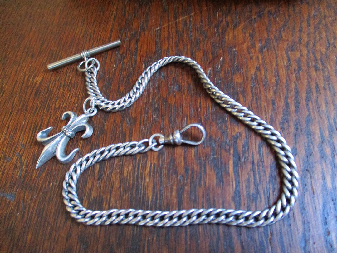 Silver Fob Chain With Sterling Silver Fob Charm: 13 Inch Length - Etsy