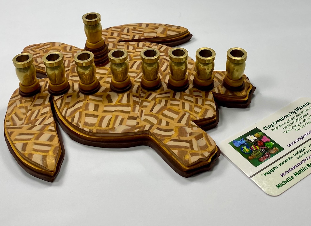 Turtle Silhouette Menorah Brown, Tan, Gold Shell - Etsy