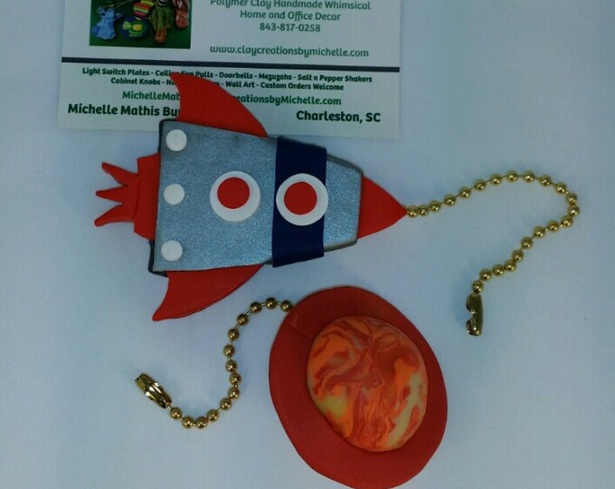 Space Themed Rocket and Saturn Ceiling Fan Pull Set - Etsy