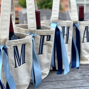 Monogram Canvas Wine Tote: Personalized Two-bottle Carrier - Etsy