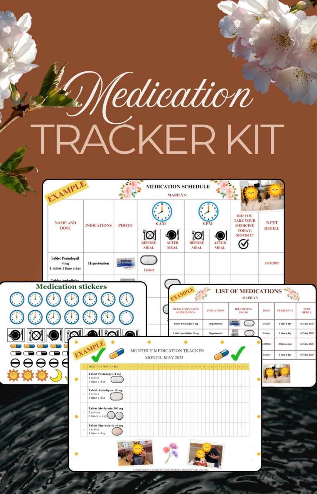 Editable Medication Schedule and Tracker PDF + Canva | Jadual Ubat ...